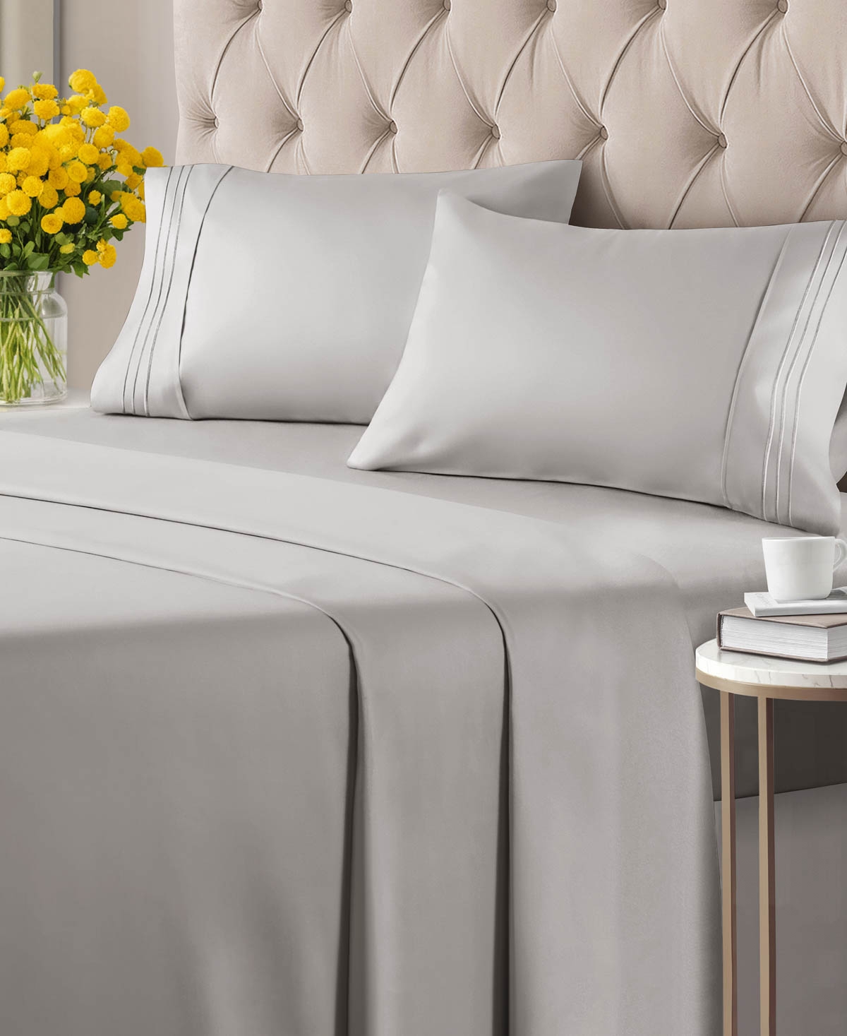 Click here for 4 Piece Microfiber Solid Sheet Set - Twin - Light... prices