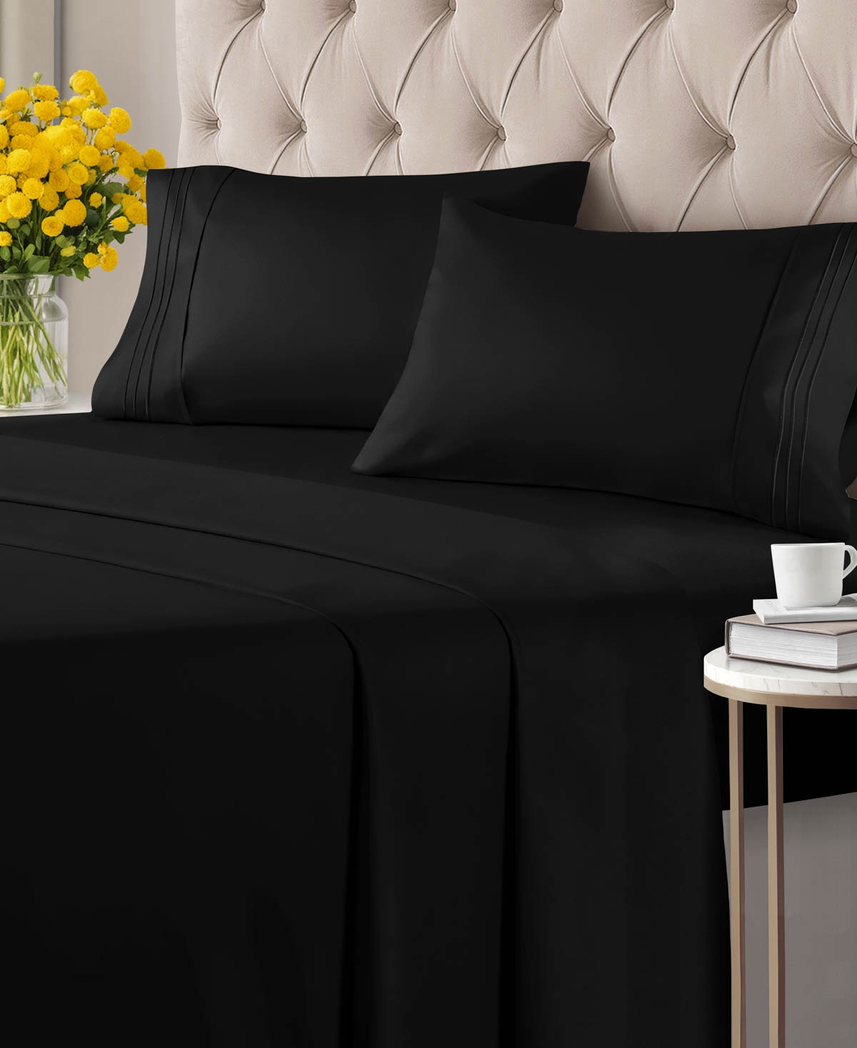 Click here for 4 Piece Microfiber Solid Sheet Set - Twin - Black prices