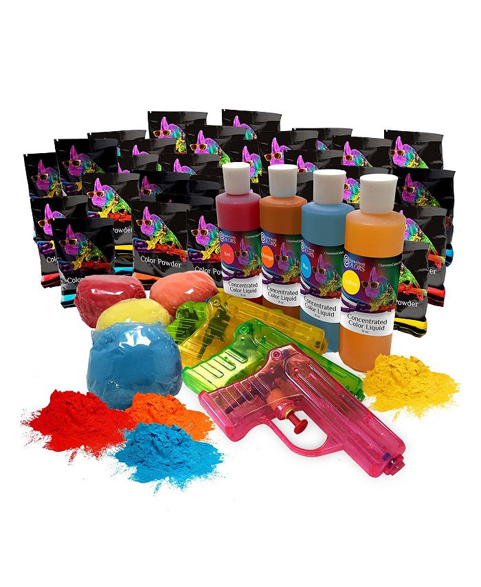Chameleon Colors Holi Color Powder Party Box, 36-Piece Color Party Kit ...