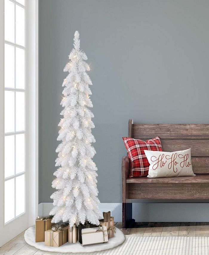 Puleo 4' Pre-Lit Artificial Alpine Pencil Tree - Macy's