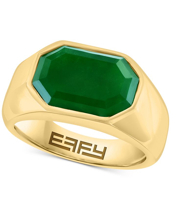 EFFY Collection EFFY® Men's Jade Octagon Ring in 14k Gold-Plated ...