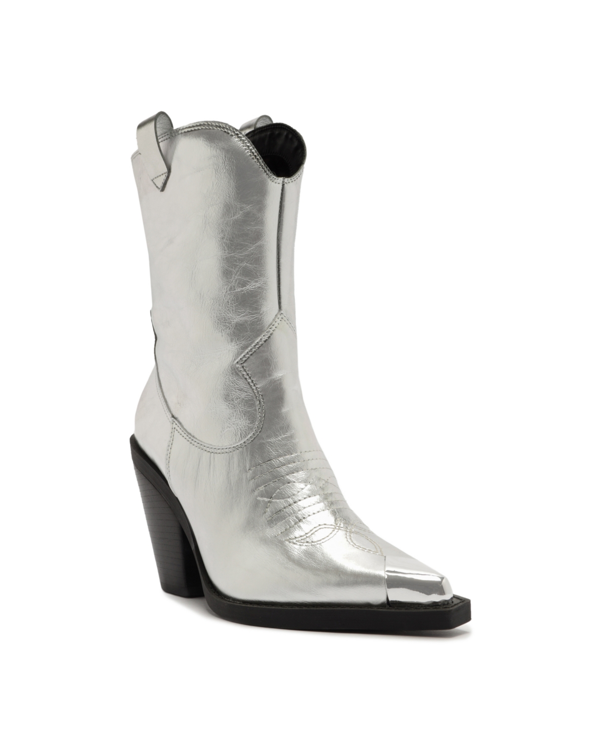 Click here for Arezzo Womens Skylar High Block Cowboy Boots - Sil... prices