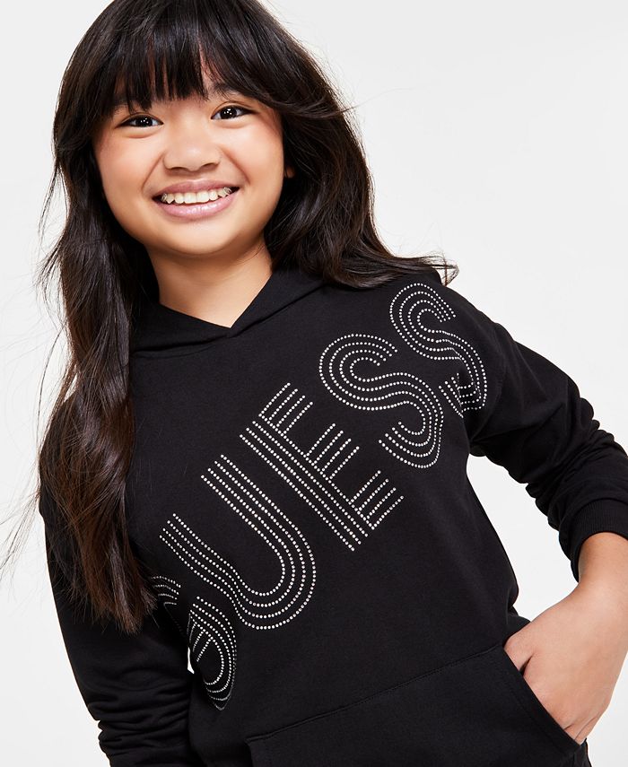 GUESS Big Girls Stretch Rhinestone Logo Sweatshirt - Macy's