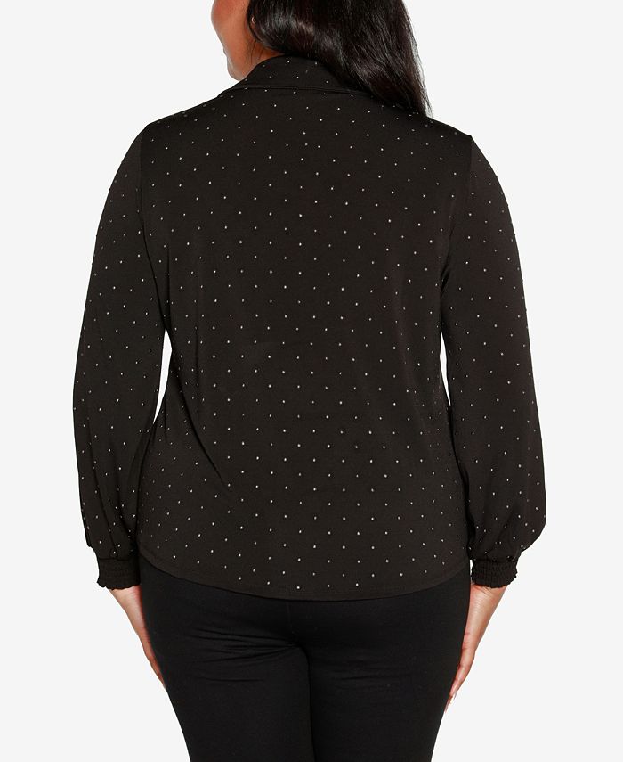 Belldini Black Label Plus Size Embellished Button-Front Top - Macy's
