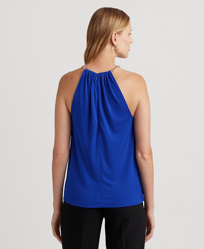 Lauren Ralph Lauren Women's Chain-Trim Stretch Jersey Halter Top - Macy's