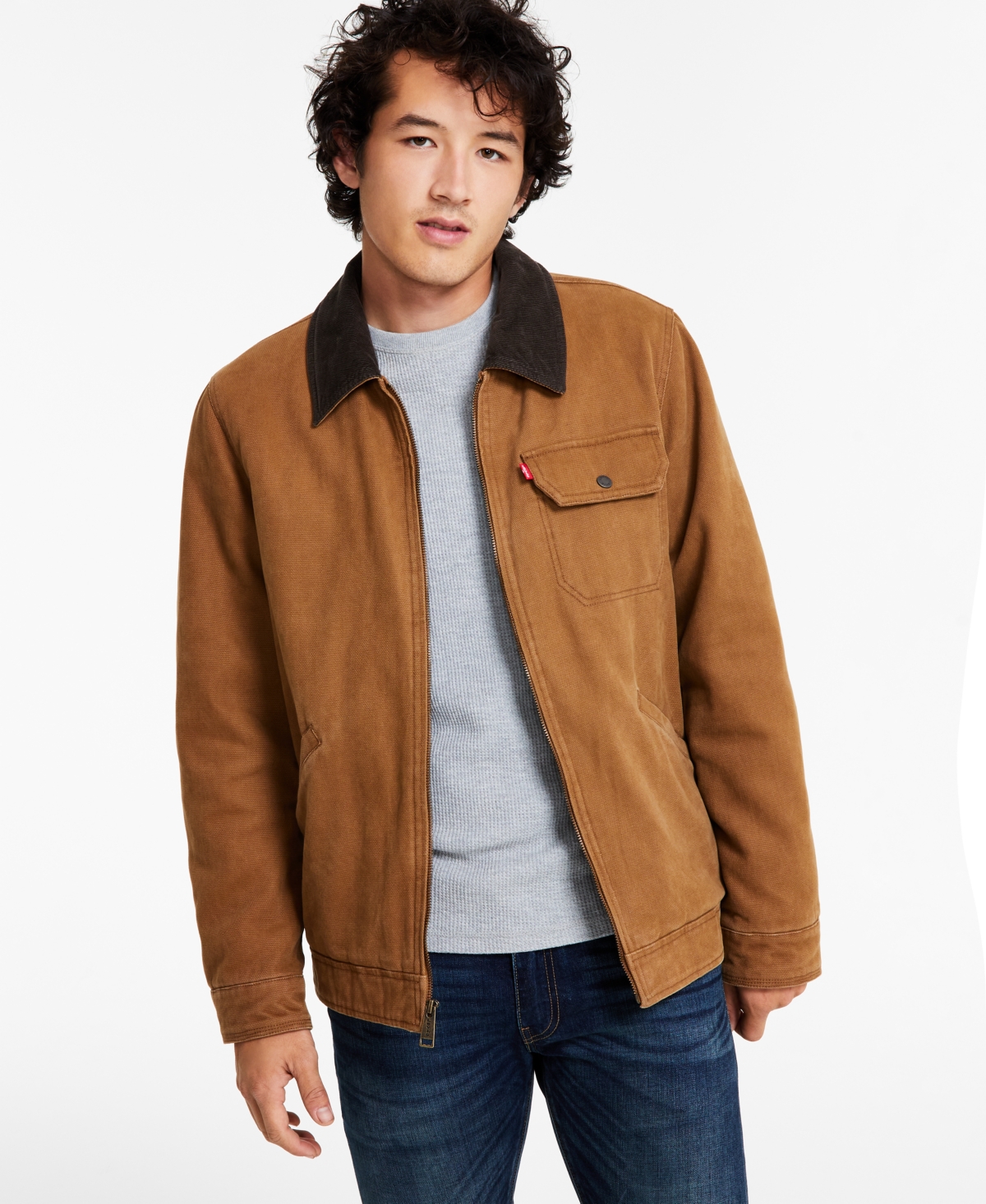 Click here for Levis Mens Cotton Canvas Zip-Front Utility Jacket... prices