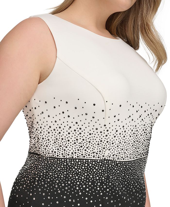 Calvin Klein Plus Size Rhinestone Colorblocked Sheath Dress - Macy's