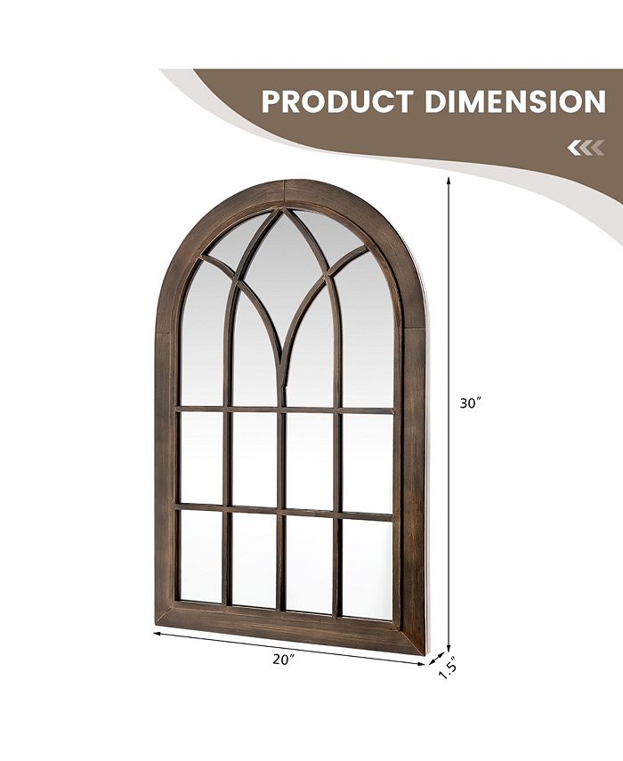Costway Vintage Cathedral Mirror Hanging Mounted Mirror Metal Frame for ...