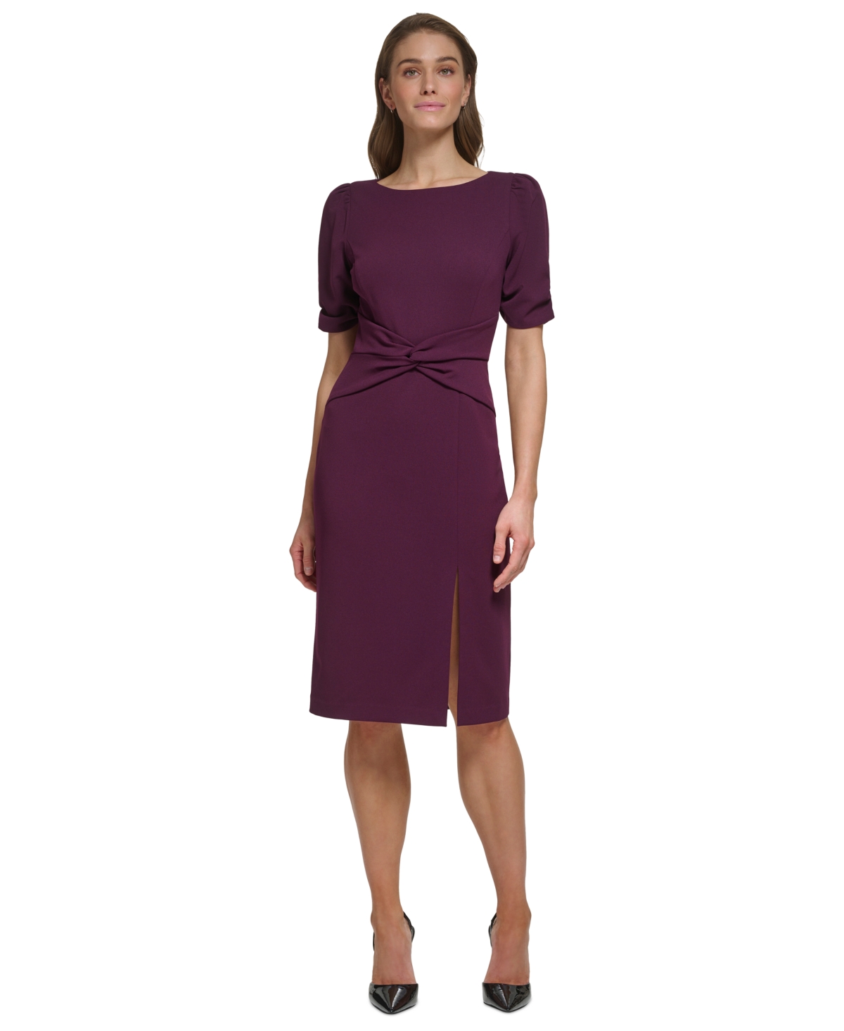 Click here for Dkny Womens Puff-Sleeve Twisted-Front Side-Slit Dr... prices