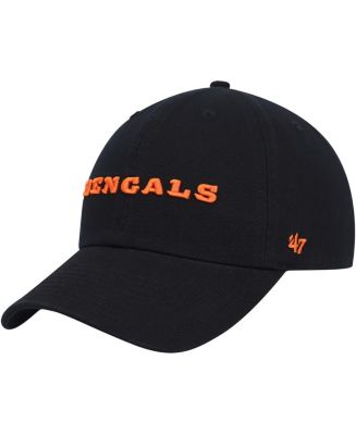 Men's '47 Brand Black Cincinnati Bengals Clean Up Script Adjustable Hat ...