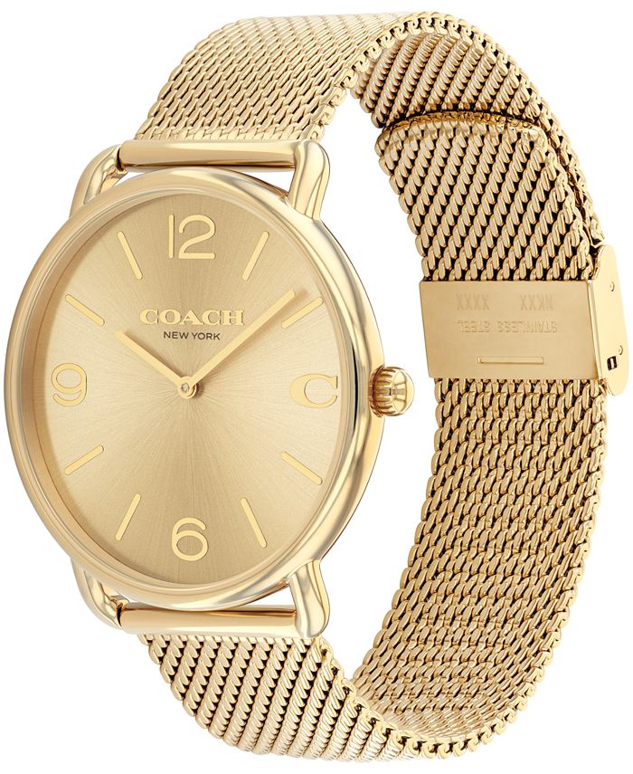 COACH Unisex Elliot Gold-Tone Stainless Steel Mesh Bracelet Watch 41mm ...