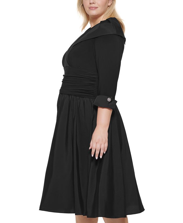 Jessica Howard Plus Size Collared A-Line Dress - Macy's