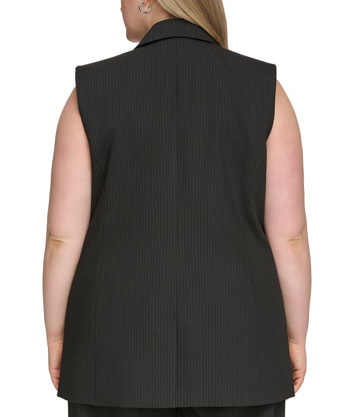 Calvin Klein Plus Size Pinstripe Double-Breasted Vest - Macy's