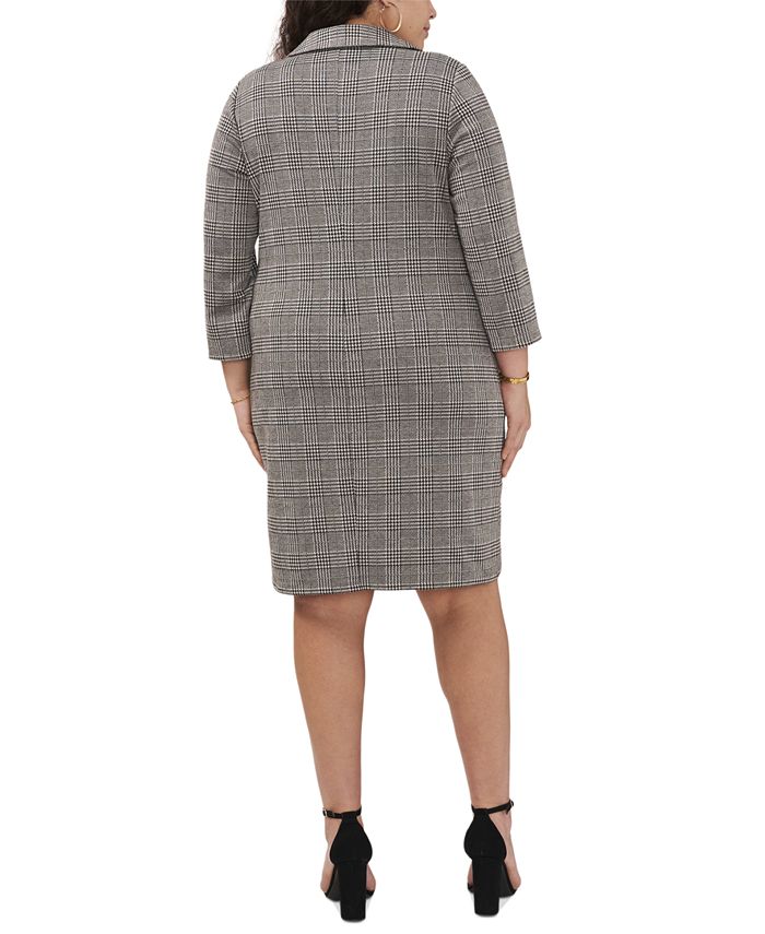 MSK Plus Size Collared 3/4-Sleeve Grommet-Pocket Dress - Macy's