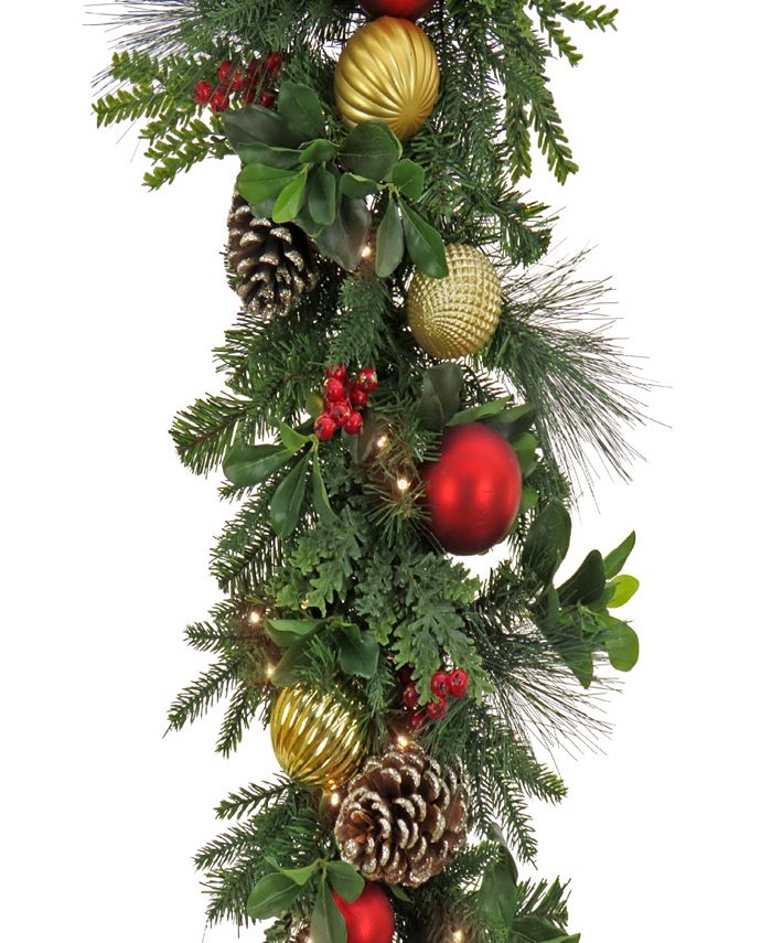 National Tree Company 9' Decorated Rural Homestead Garland with LED ...