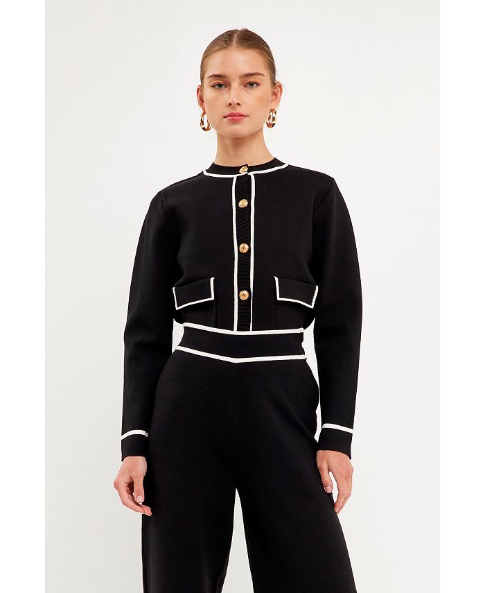 English Factory Women's Contrast Stitch Cardigan - Macy's