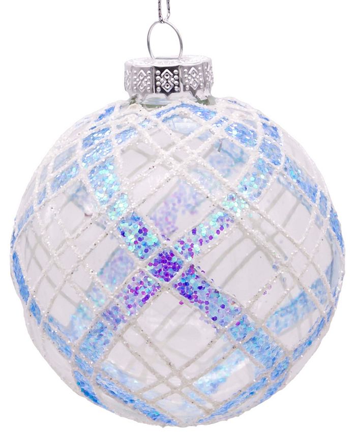 Kurt Adler 80mm Plaid Glass Ball Ornaments, 6 Piece Set - Macy's