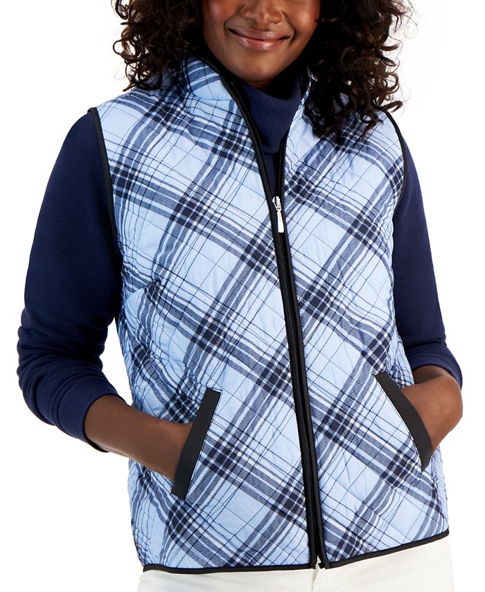 Karen Scott Women's Plaid Sleeveless Puffer Vest, Created for Macy's ...