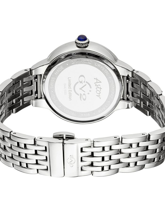 GV2 by Gevril Women's Astor Silver-Tone Stainless Steel Watch 40mm - Macy's