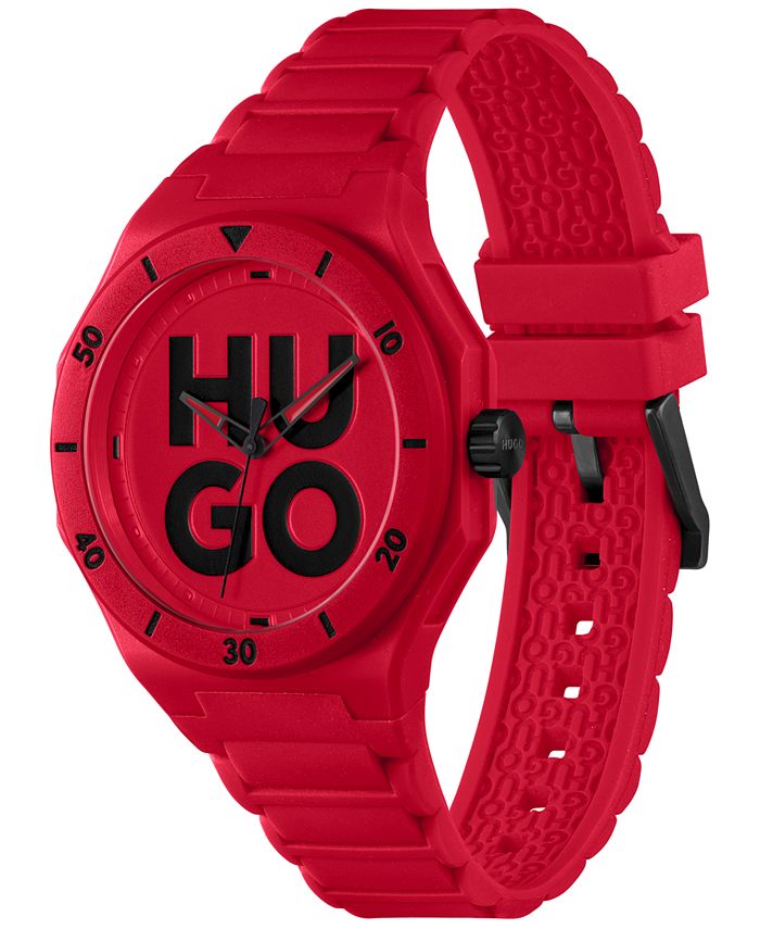Hugo Boss Men's Grail Quartz Red Silicone Watch 42mm - Macy's