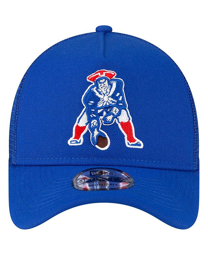 New Era Men's Royal New England Patriots Throwback Logo A-Frame Trucker ...