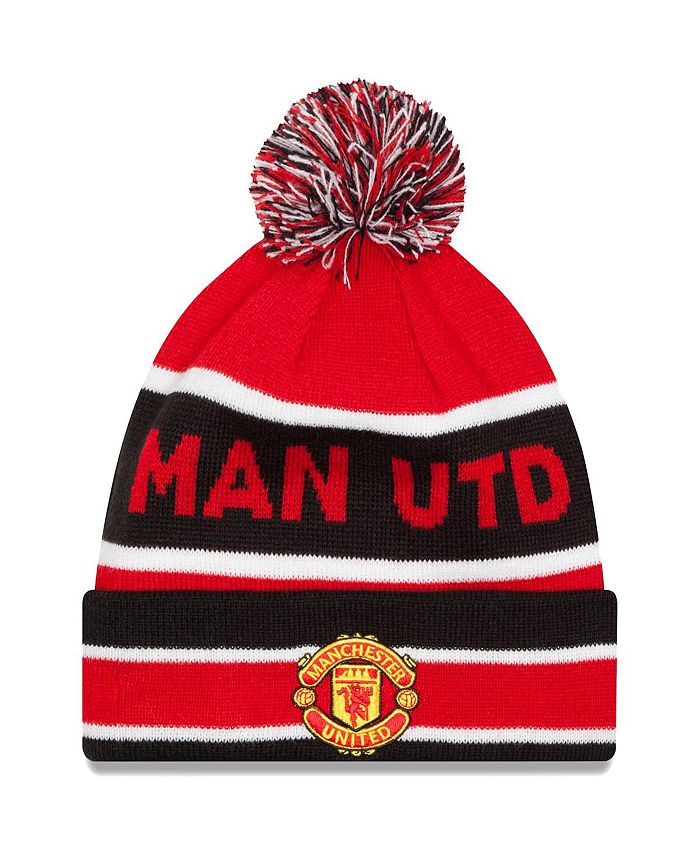 New Era Men's Red Manchester United Bobble Cuffed Knit Hat with Pom ...