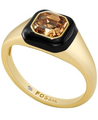 Fossil Candy Jewels Black Enamel and Topaz Crystal Ring - Macy's
