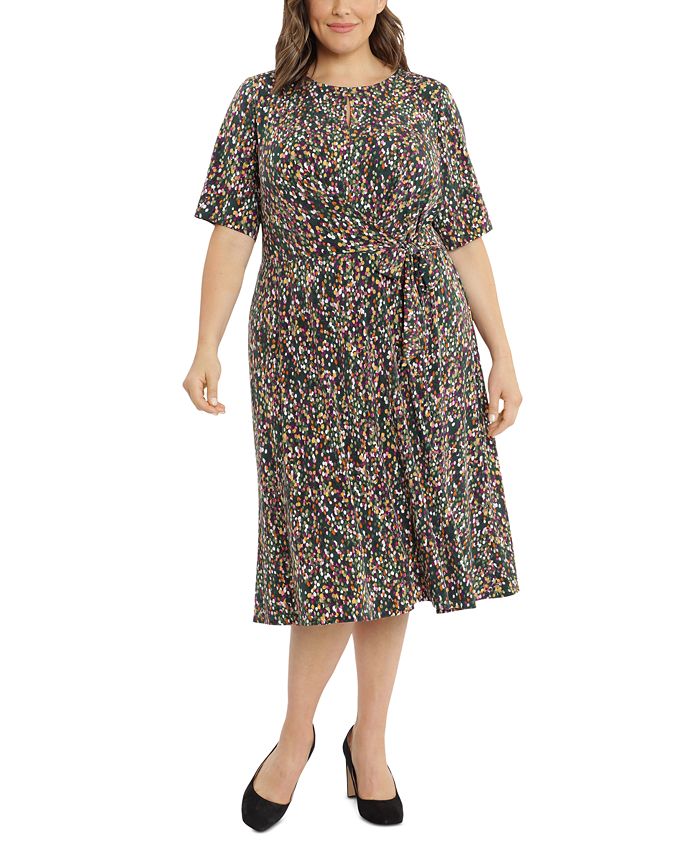 London Times Plus Size Keyhole-Front Midi Dress - Macy's