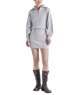 Steve Madden Women's Rowena Long-Sleeve Ribbed Sweater Dress - Macy's