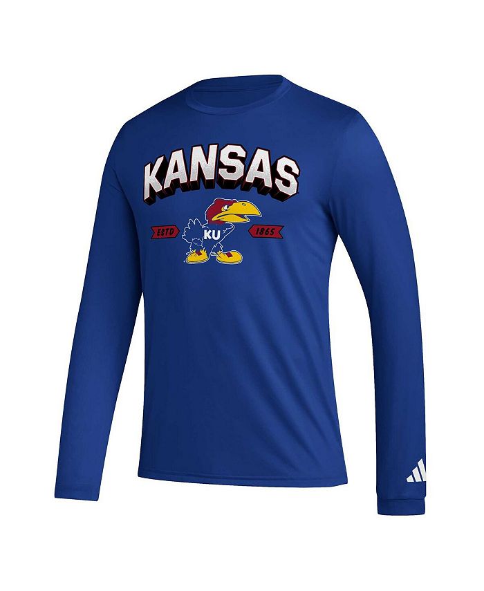 adidas Men's Royal Kansas Jayhawks Mighty Mascot Pregame Long Sleeve T ...