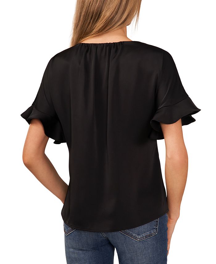CeCe Women's Short-Sleeve Flutter Blouse - Macy's