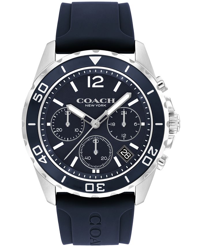 COACH Men's Kent Navy Silicone Strap Watch 44mm - Macy's
