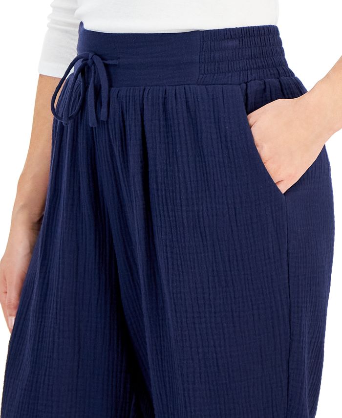 JM Collection Petite Cropped Gauze Pants, Created for Macy's - Macy's