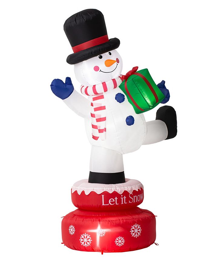 Glitzhome 6' Lighted Inflatable Rotating Snowman Decor - Macy's