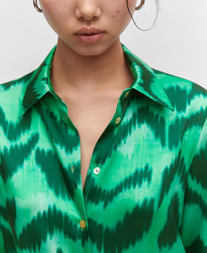 MANGO Women's Satin Print Shirt - Macy's