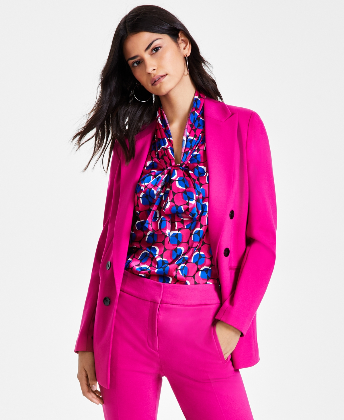 Bar Iii Women's Compression Faux-Double-Breasted Blazer, Created for ...