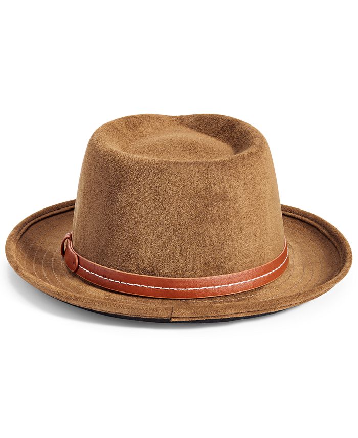 Scala Men's Faux-Suede Belted Fedora - Macy's