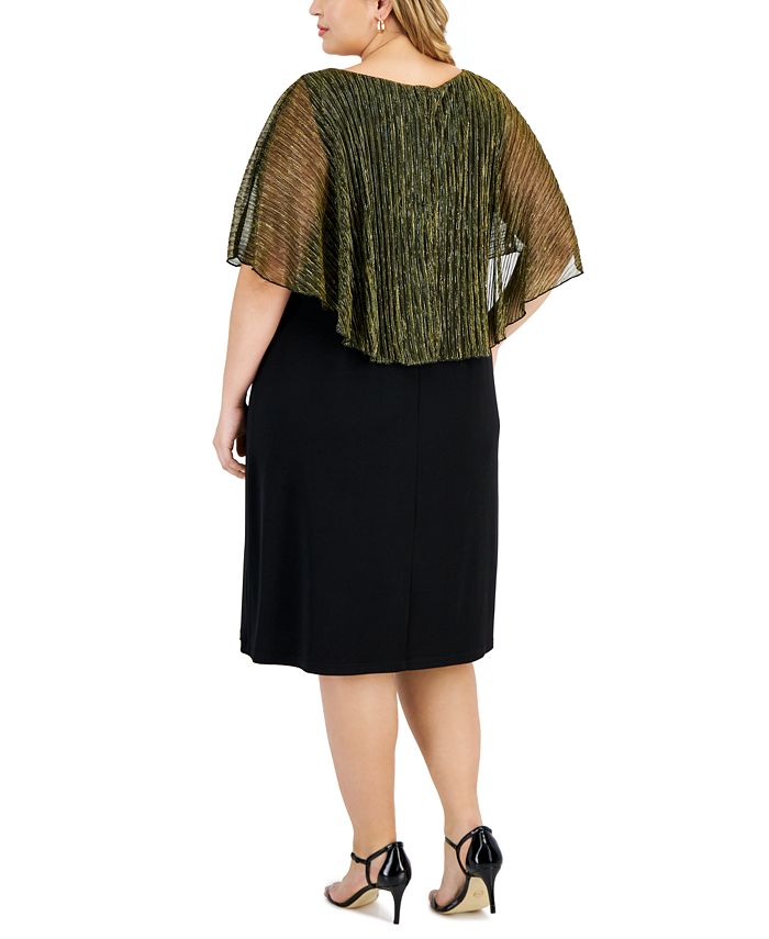 Connected Plus Size Metallic Cape-Overlay Sheath Dress - Macy's