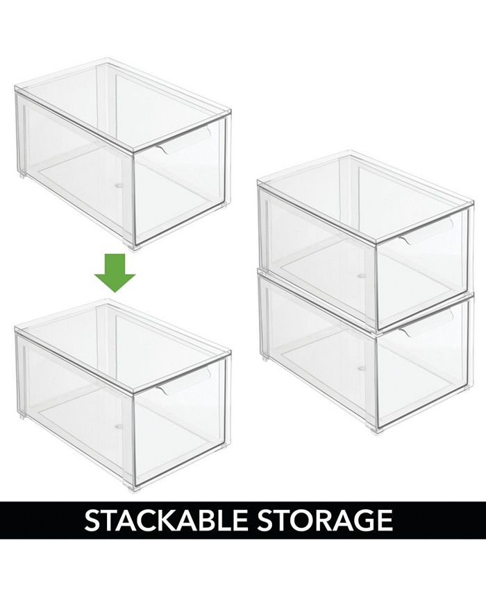 Mdesign Plastic Stacking Closet Storage Organizer Bin With Drawer 2
