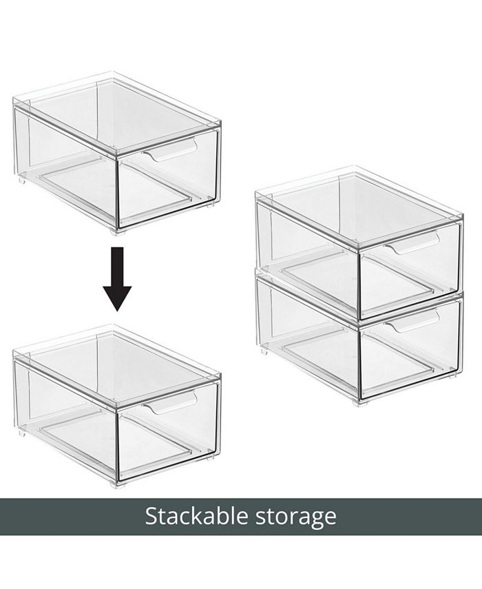 mDesign Stackable Plastic Storage Closet Bin Boxes with Pull-Out ...