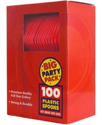 JAM Paper Big Party Pack of Premium Plastic Spoons - 100 Disposable ...