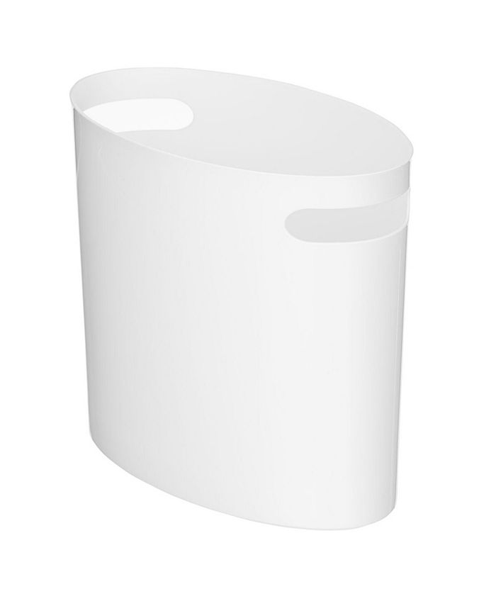 mDesign Compact Plastic Oval Trash Can Garbage Wastebasket with Handles ...