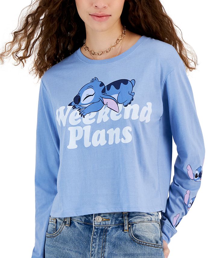 Disney Juniors' Stitch Weekend Plans Long-Sleeve Graphic T-Shirt - Macy's