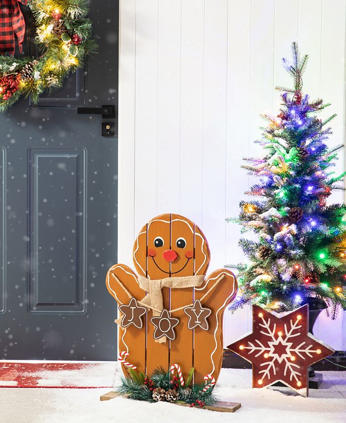 Glitzhome 24" H Wood Gingerbread Man Porch Decor - Macy's