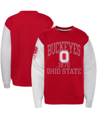 Big Boys Scarlet Ohio State Buckeyes Color Block Fleece Pullover ...