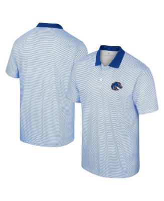 Men's Colosseum White, Royal Boise State Broncos Print Stripe Polo ...