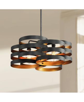 Possini Euro Design Zia Black Gold Metal Hanging Chandelier Lighting 25 ...