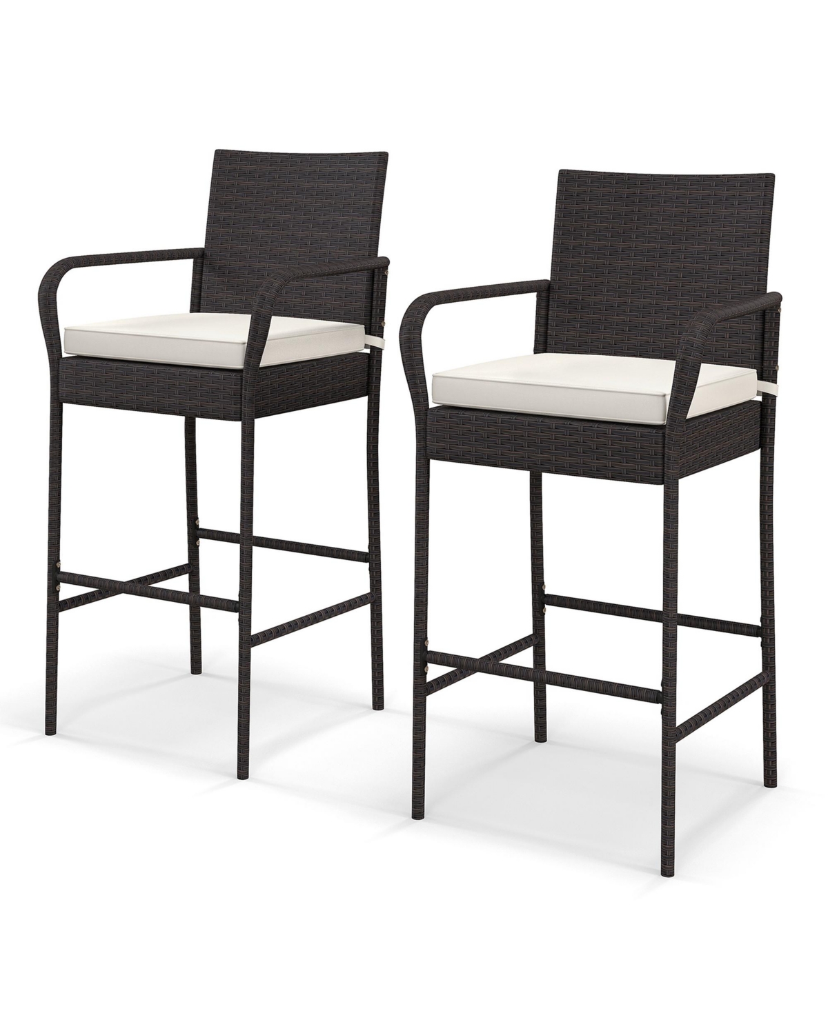 Click here for 2PCS Patio Pe Wicker Bar Chairs Counter Height Bar... prices