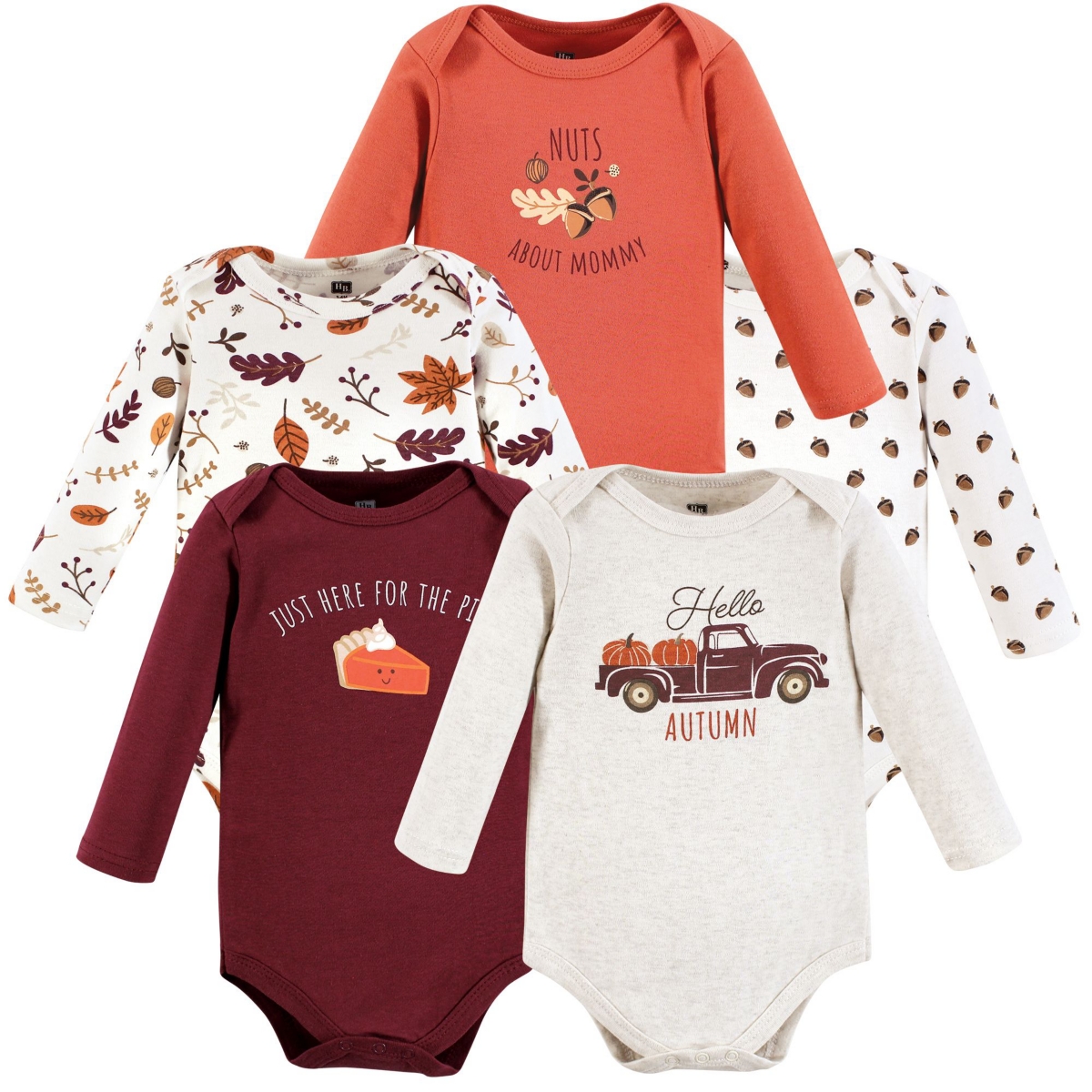 Hudson Baby Baby Boys Hudson Unisex Soft Cotton Long-Sleeve Bodysuit 5Pk - Multicolored