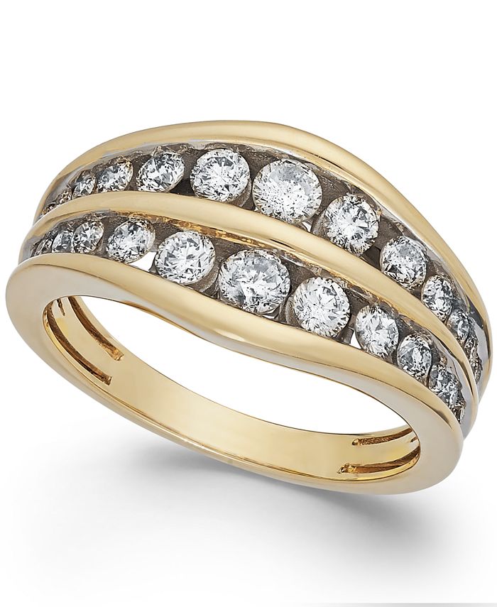 Macy's Diamond Two-Row Ring in 14k Gold (1 ct. t.w.) - Macy's